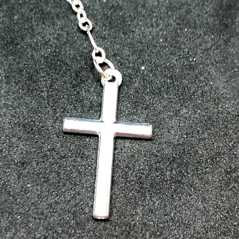 925 Lariat Style Cross Necklace - Gem